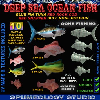 Second Life Marketplace - SCULPTED SALT WATER FISH UV MAPS AND TEXTURE KIT